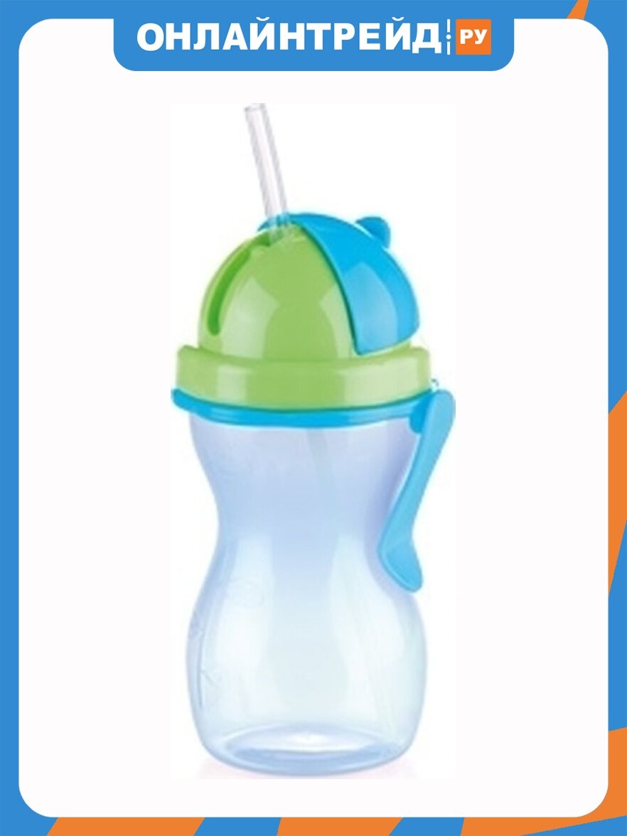 Детская бутылочка для воды с трубочкой Tescoma Bambini 668172.54 синий/зеленый 0,3 л