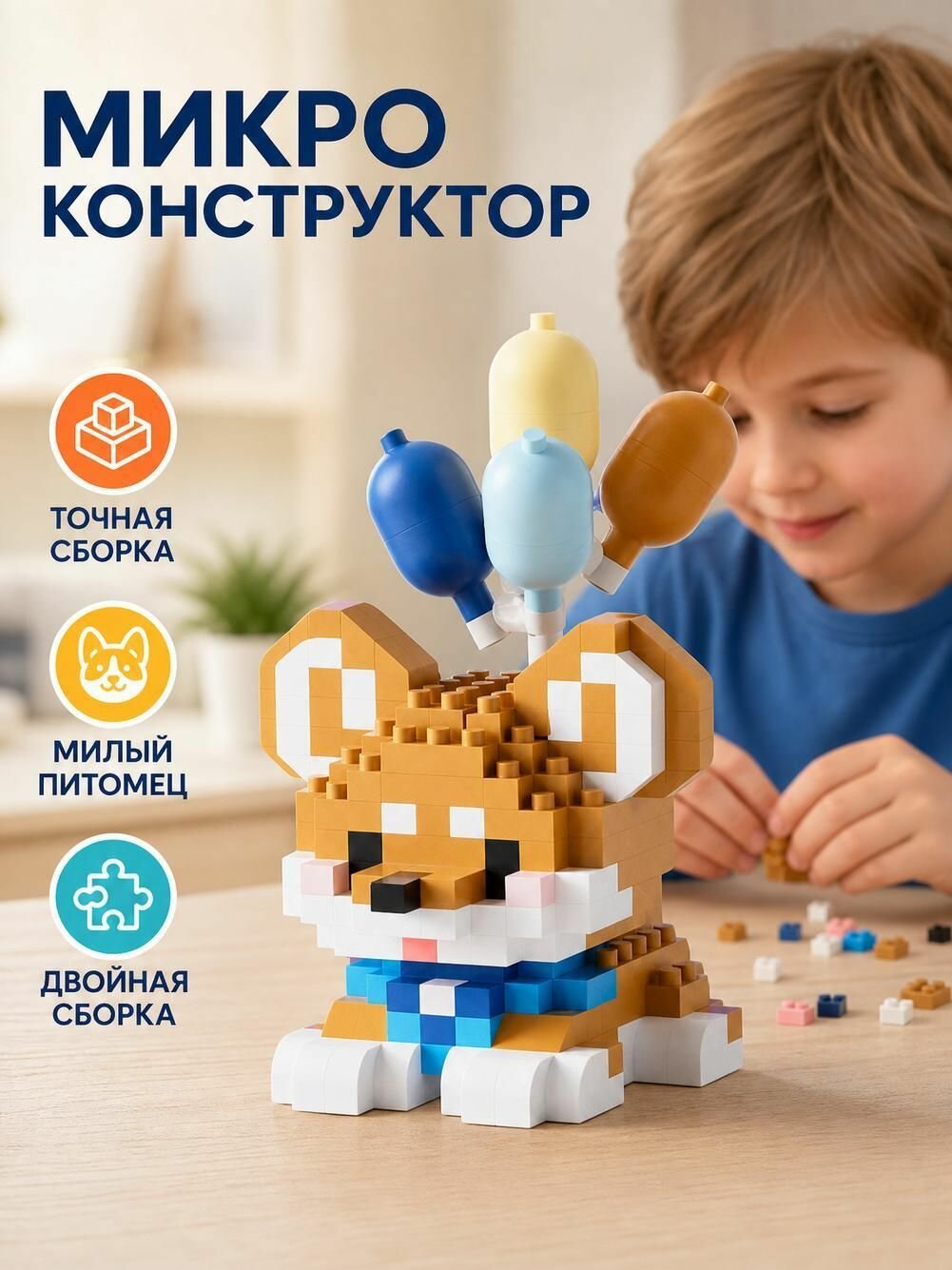 Конструктор в форме мультяшных животных,8cm