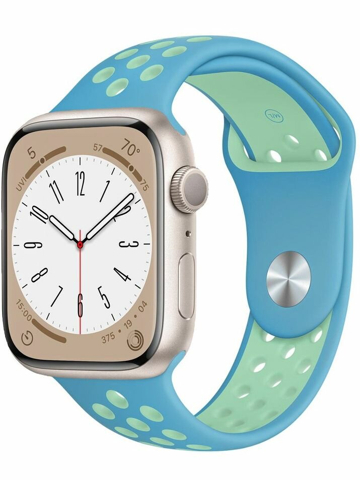 Спортивный ремешок Sport Band Chlorine Blue/Green Glow для Apple Watch Nike 38-40-41mm (Series 1-9) & SE 1-2 & 42mm (Series 10) MJ6H3ZM/A