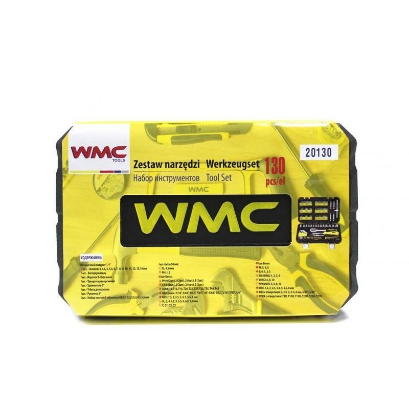 Набор инструментов WMC TOOLS, 130 предметов, 1/4", 4-14 мм, в кейсе — фото 1
