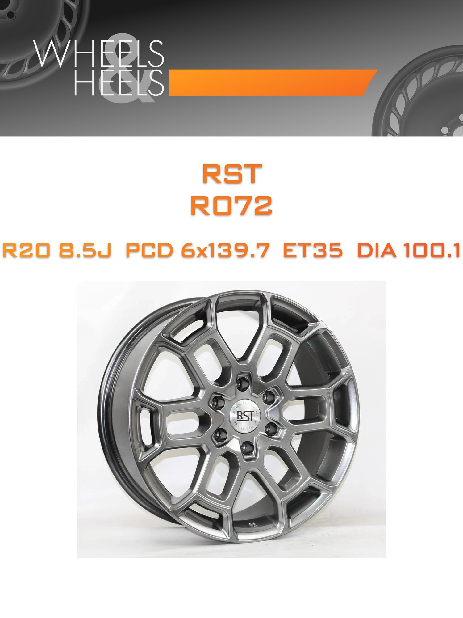 Диск автомобильный литой RST R072 20x8.5 6x139.7 et35 dia100.1 Серебристый