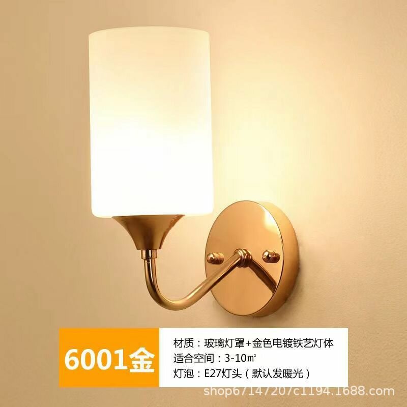LED Золотой Двухголовий Настенный Лампочка для Спальни у Кровати, Современная Простая Теплая Стеклянная Лампа для Гостиной, Коридора, Зала, Балкона, Лестницы