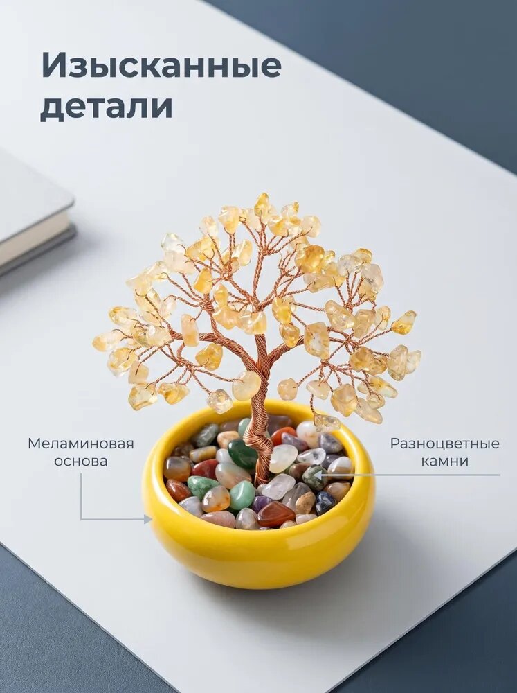 Дерево богатства из натурального цитрина, сувенир-талисман на удачу и деньги, декор для дома офиса