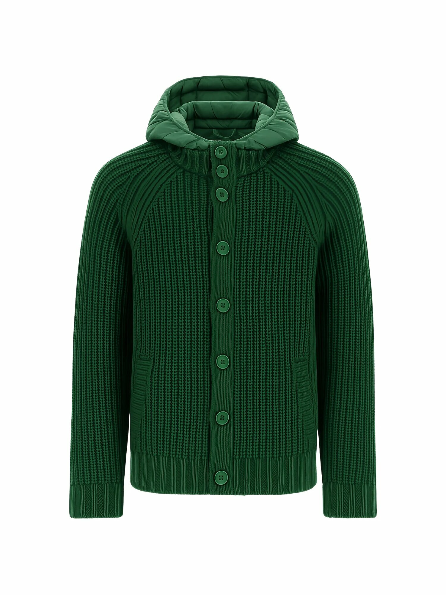 Кардиган Hooded ribbed-knit long-sleeve wool cardigan