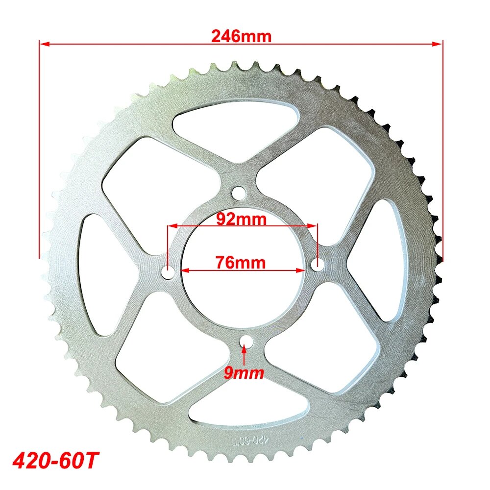 420-51T 53T 57T 60T 76MM Звездочка для 50CC 70CC 90CC 110CC 125CC 140CC Pit Dirt Bike 420-60T silver