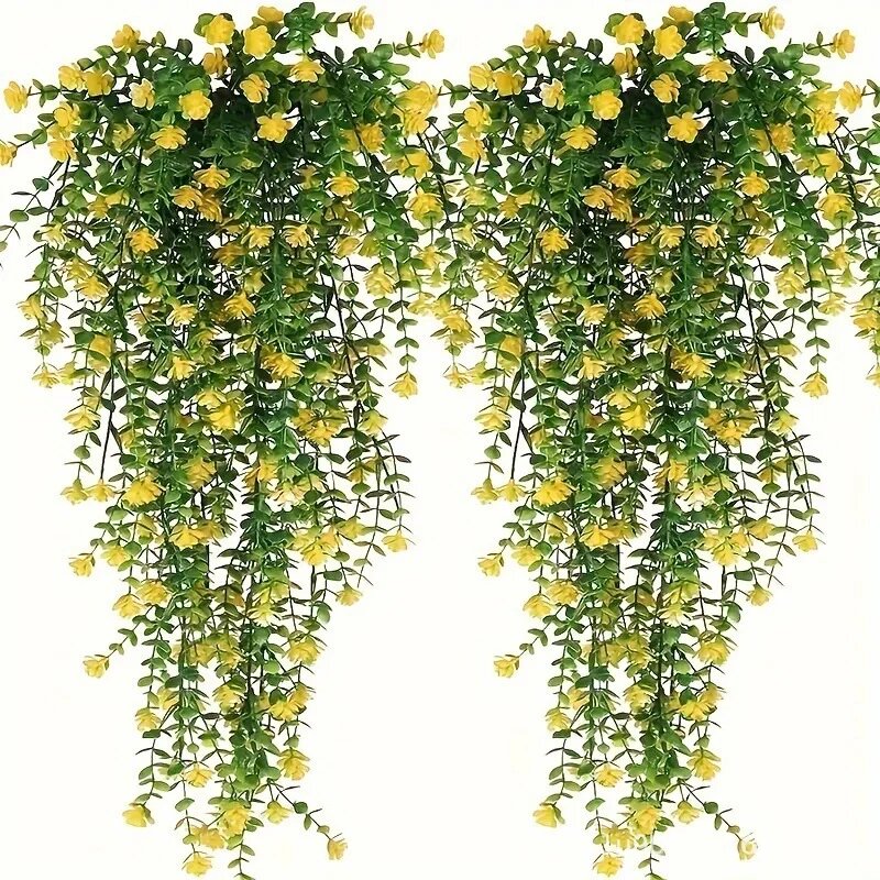 Искусственная подвесная лиана из листьев эвкалипта Желтый, YELLOW