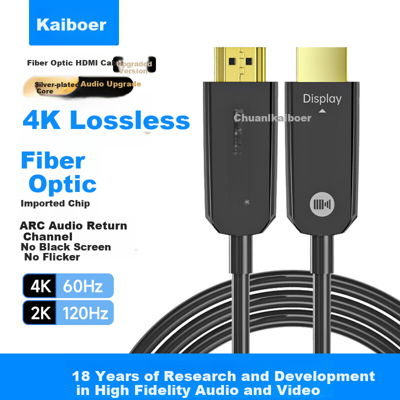Кабель HDMI 2.0 волоконно-оптический Kaiboer 4K60Hz без потерь для домашнего кинотеатра подключение ПК к телевизору 20