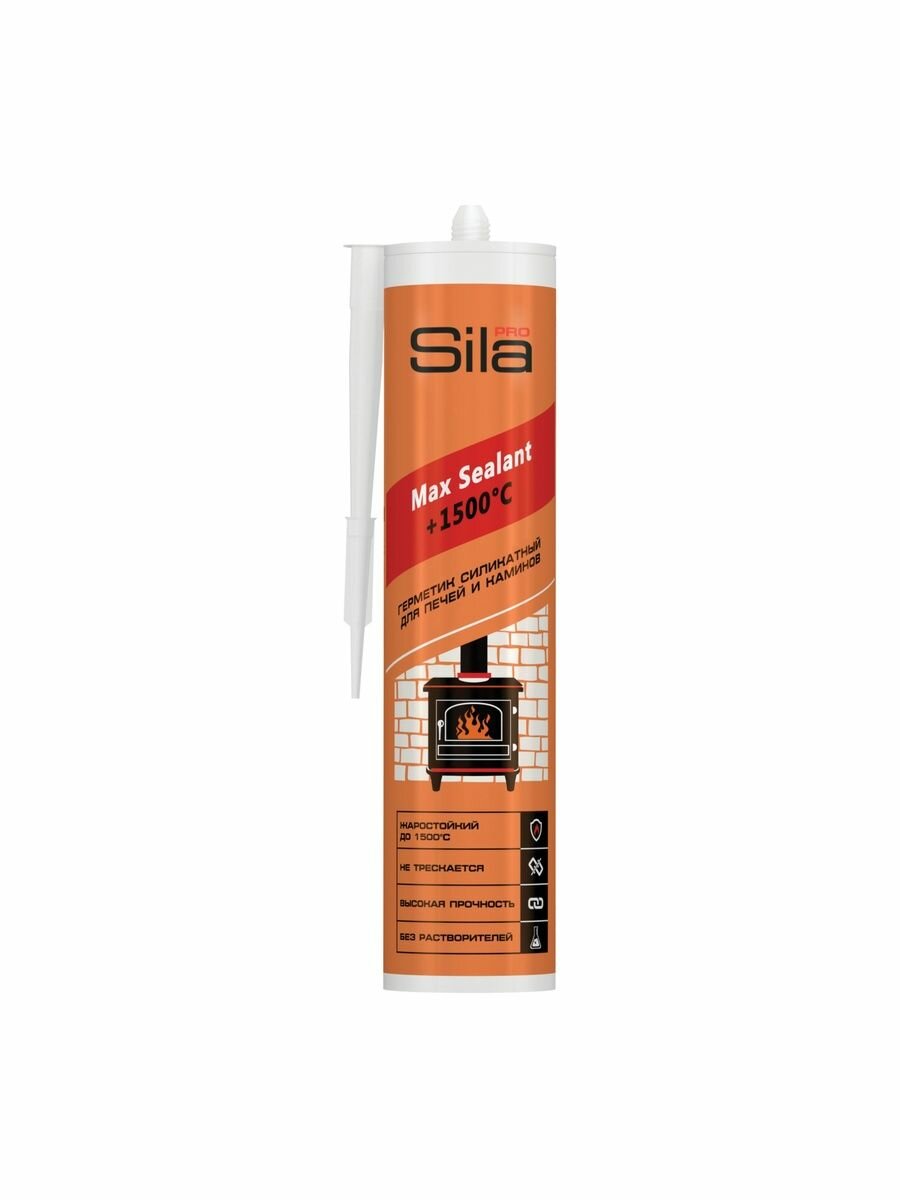 Герметик силикатный для печей и каминов SILA PRO Max Sealant 1500 красно-коричневый 280 мл