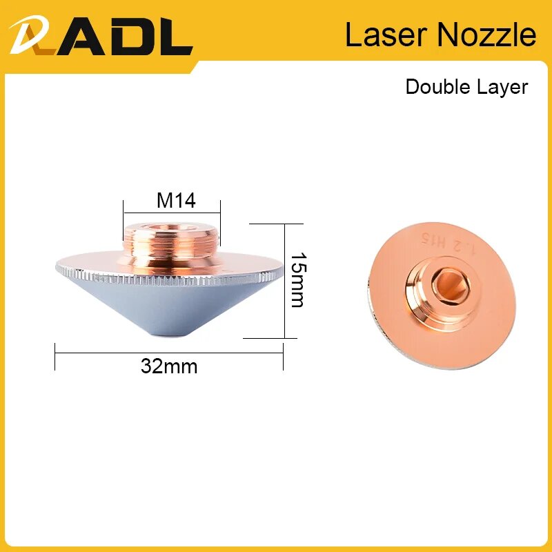 Лазерное сопло D32 H15 M14, калибр 1.0mm, double layer