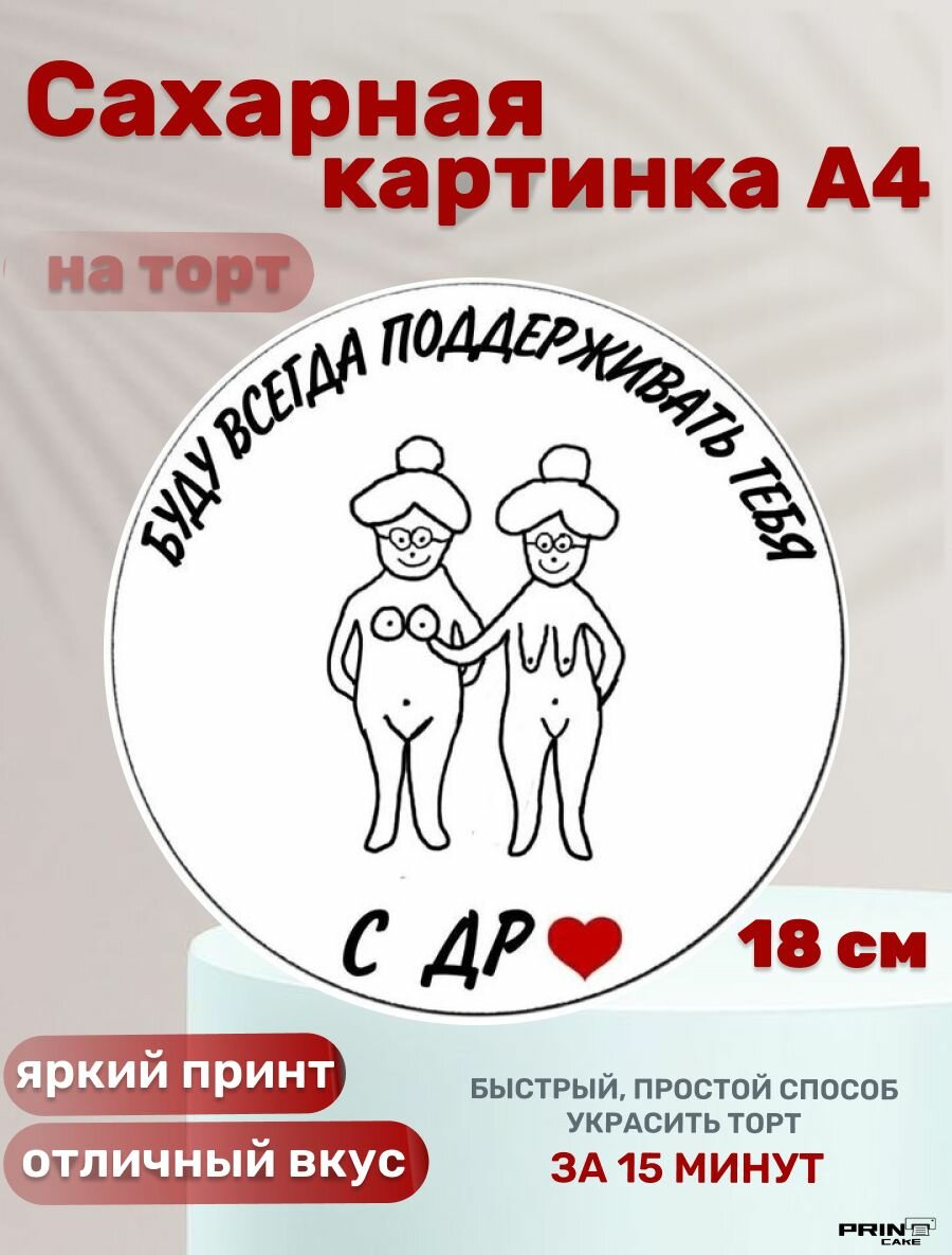 Сахарная картинка для торта Подруге на день рождения. Декор для выпечки, украшения для торта девушке.