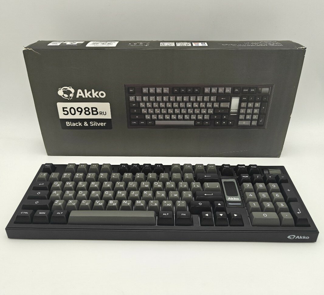 Игровая клавиатура AKKO 5098B-Black&Sliver with Screen 3 Modes Hot Swap V3 Piano Pro switches, ASA profile keycap,уценка