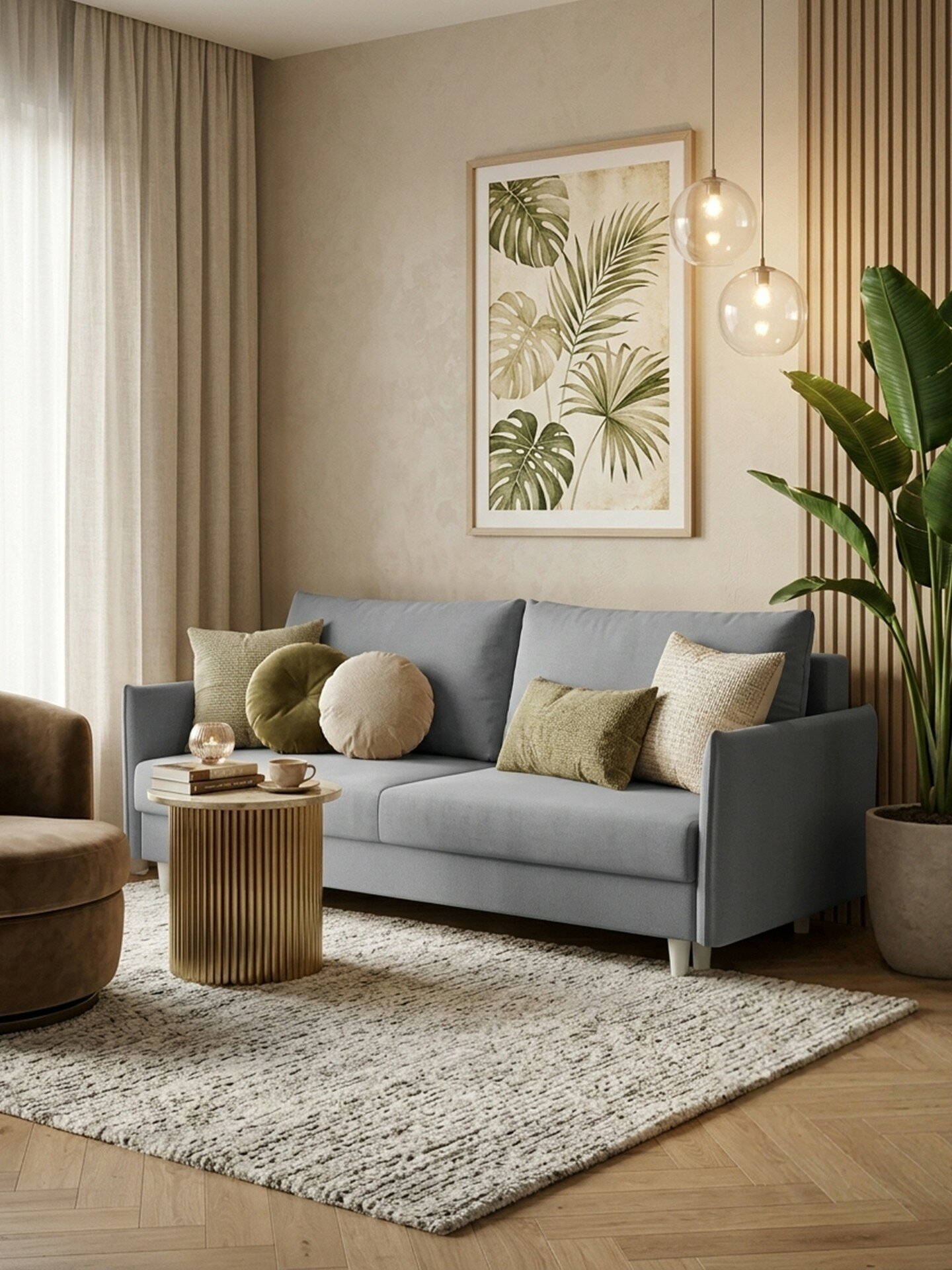 Диван Портленд Лайт Velutto 52 NEW 220x109x90 см, серый Велютто, еврокнижка GOODFORM
