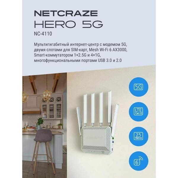 Wi-Fi роутер Netcraze Hero 5G