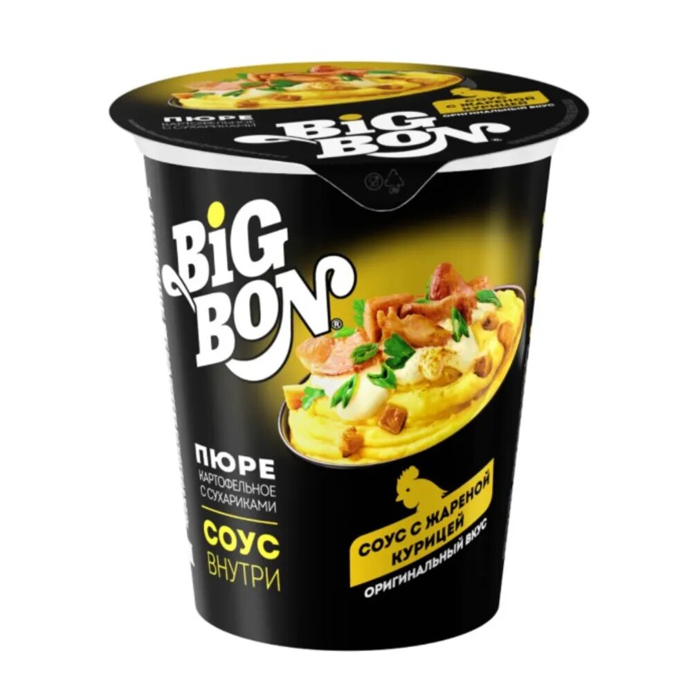Пюре картофельное BIGBON с сухариками и соусом с жареной курицей, 60 г