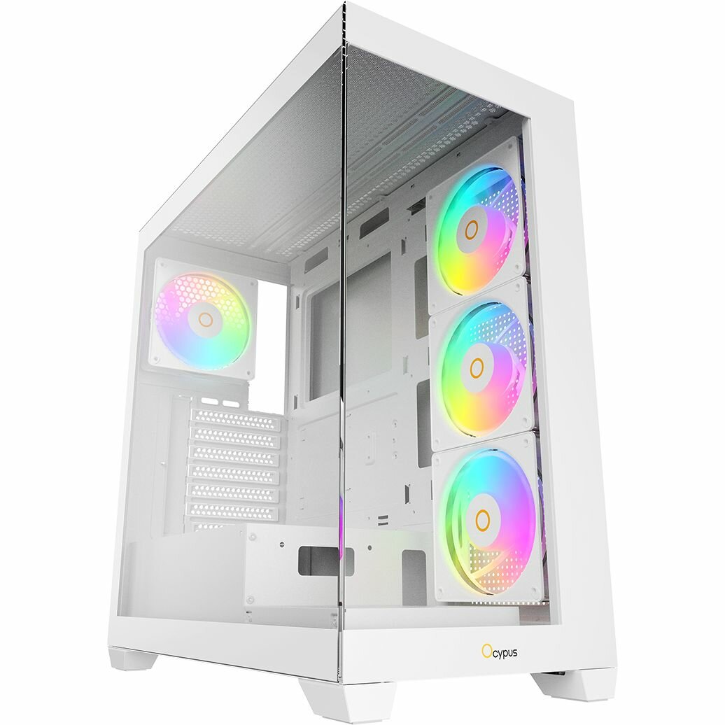 Корпус компьютерный Ocypus Gamma-C72-WHD400XX-GL Mini Tower белый