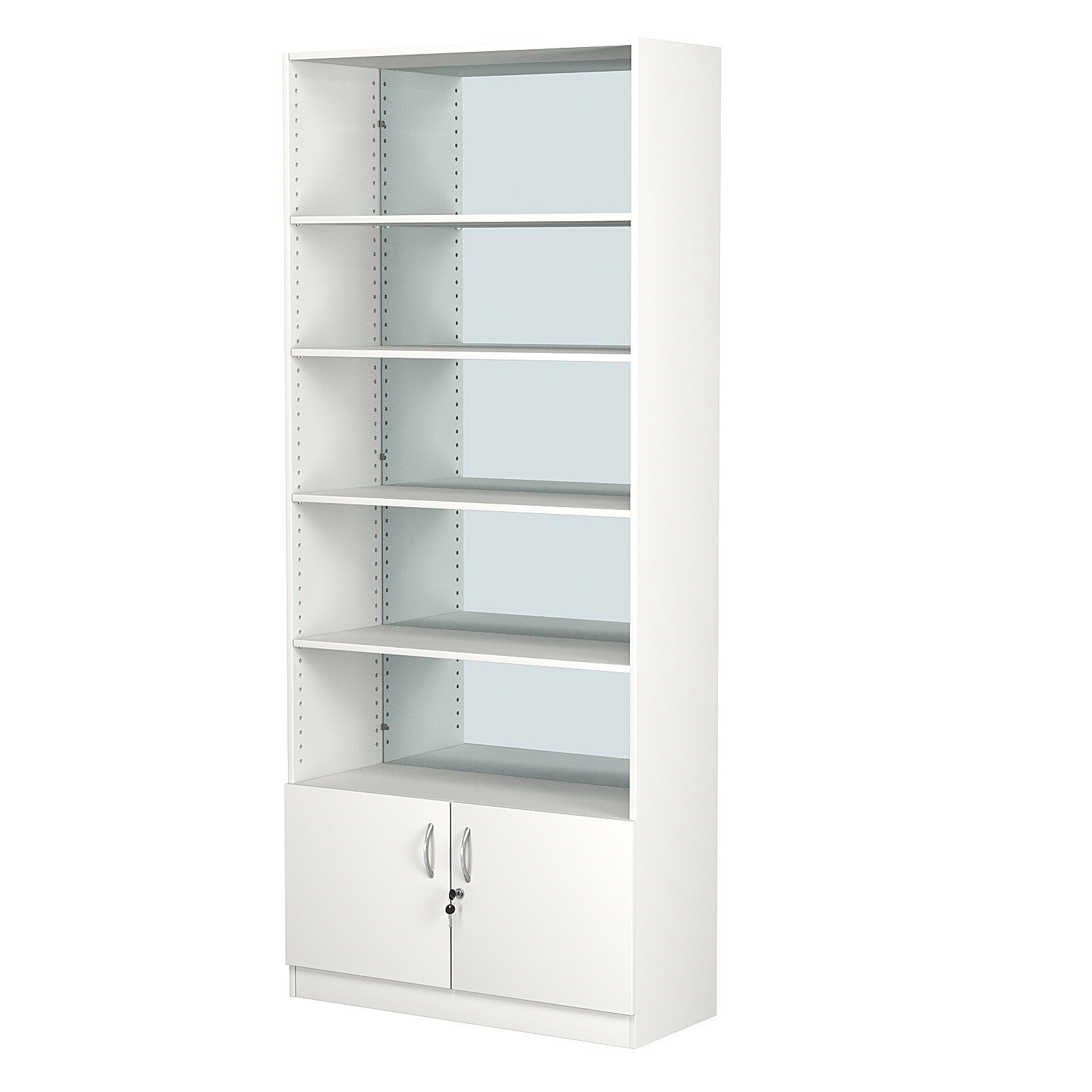 Стеллаж из ДСП с 4-мя полками 400x900 мм серии LEVEL-4 №14-2 (З/C - зеркало), Белый