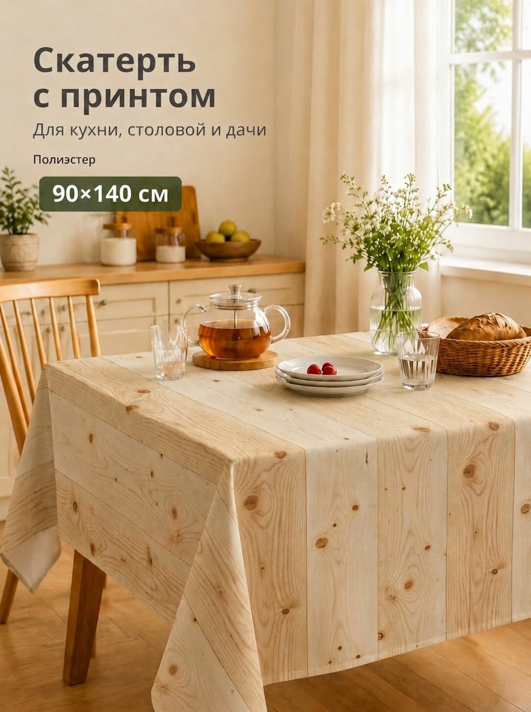 Скатерть Полиэфирное волокно 90x140см
