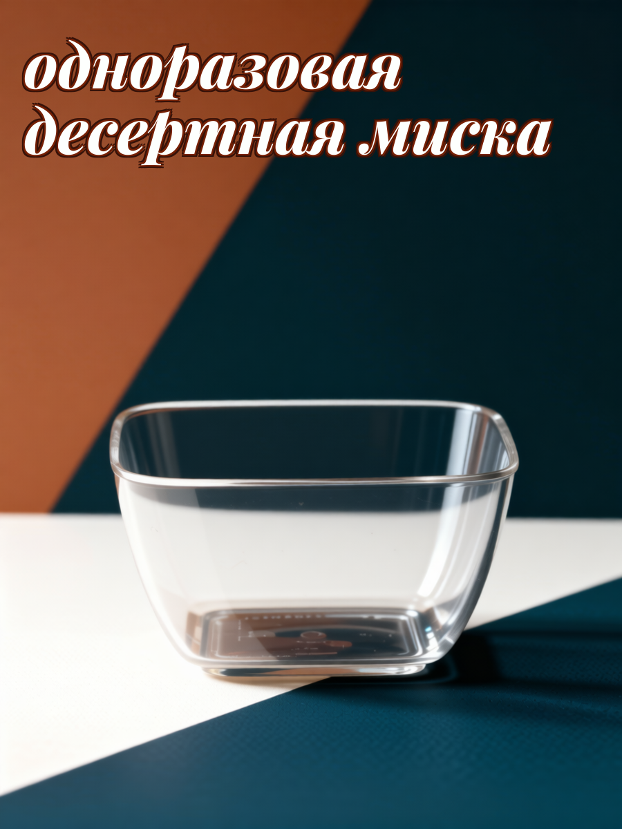 Прозрачные Квадратные Салатники Из Пластика Для Хранения Салата И Десертов На 5 Штук Объемом 70 Мл