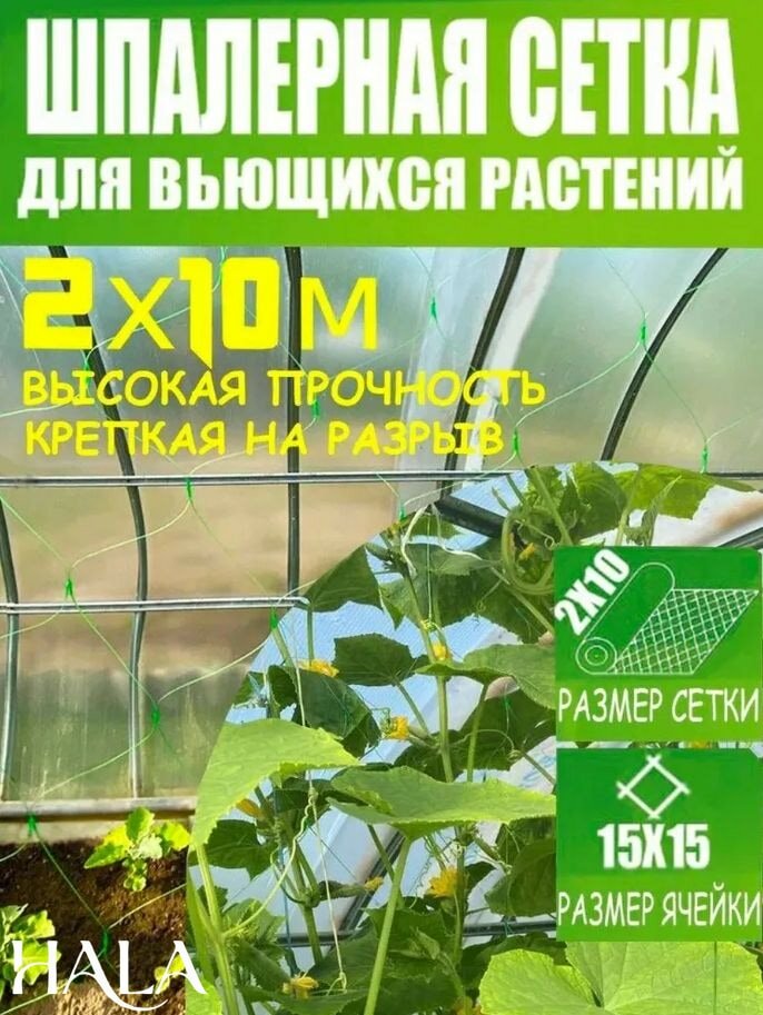 Сетка садовая шпалерная, Полиэтилен,12г/кв. м,10.1х2м