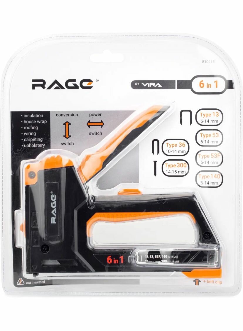 Степлер Rage 810415 тип 53/13/ 53F/140/36/300 6-14 мм