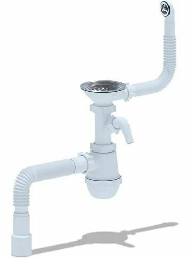 Сифон АниПласт Грот 3 1/2"* 40 с гибким переливом и отводом для стиральной машины