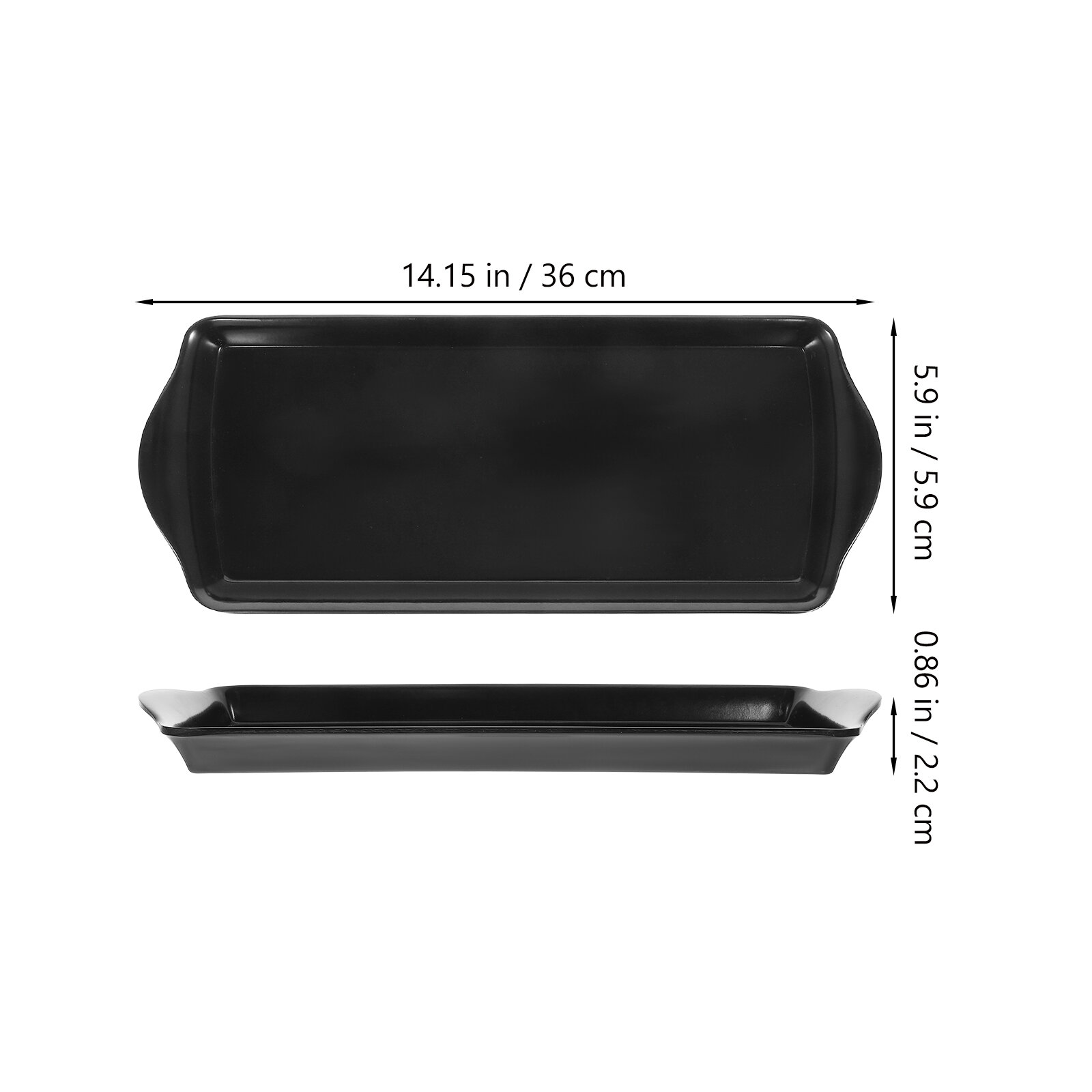 Поднос Для Подачи Еды С Двумя Ручками Черный 32.20X13.00X2.20Cm