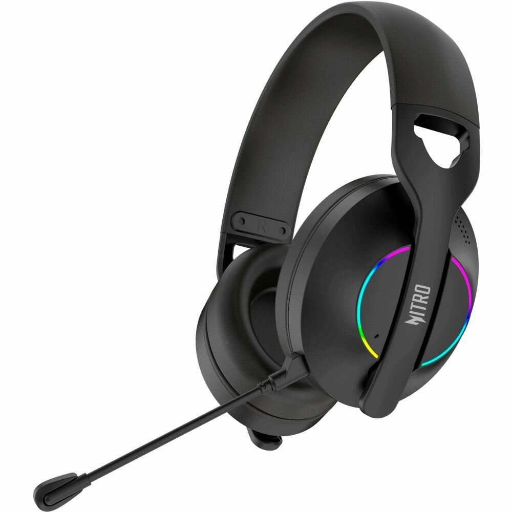 Гарнитура Acer OHR400 чёрный, беспроводная + проводная, USB/mini jack 3.5 мм, до 45 ч, подсветка