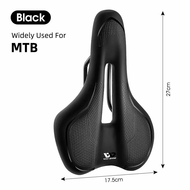 Велосипедное седло West Biking черное D Style 27-17.5CM