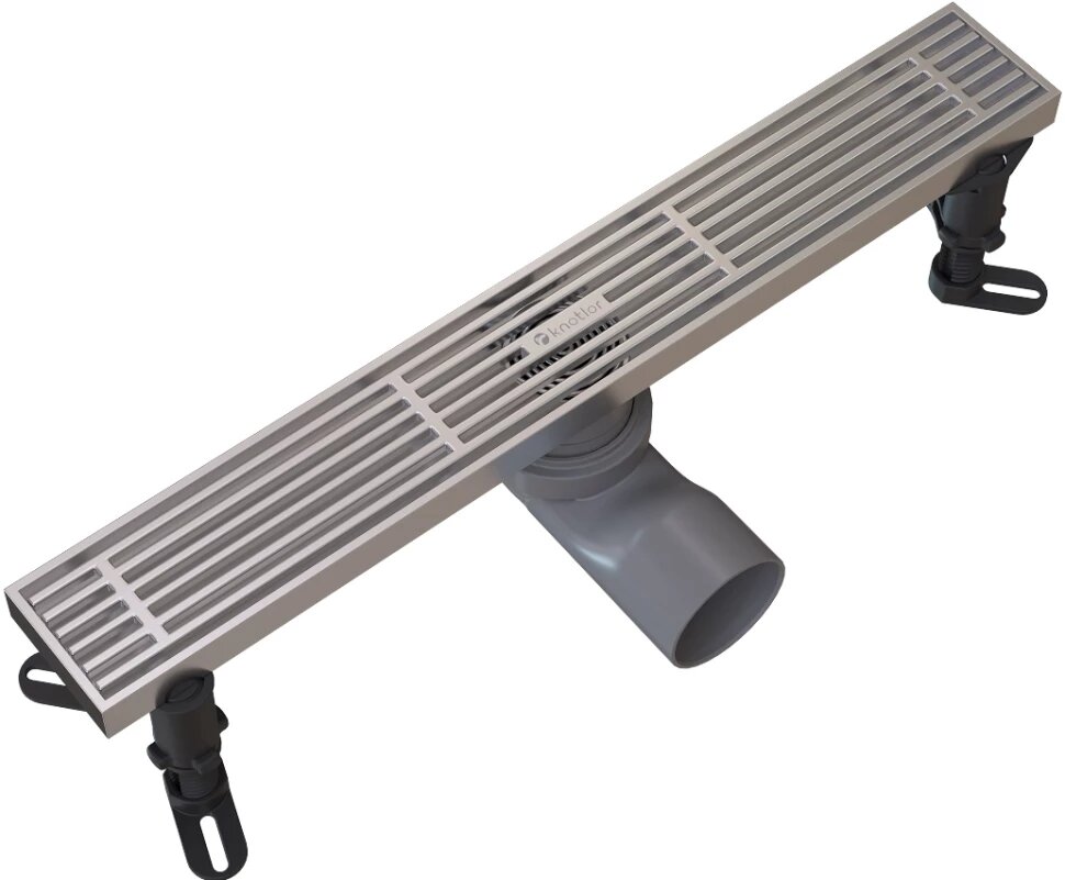 Душевой трап (лоток) Knotlor Storm SDRW0400LBS 40 см, с решеткой, перфорированный, нержавеющая сталь