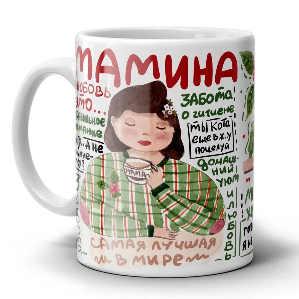 Кружка с принтом в подарок для мамы прикольная чашка для чая и кофе Мамина любовь это