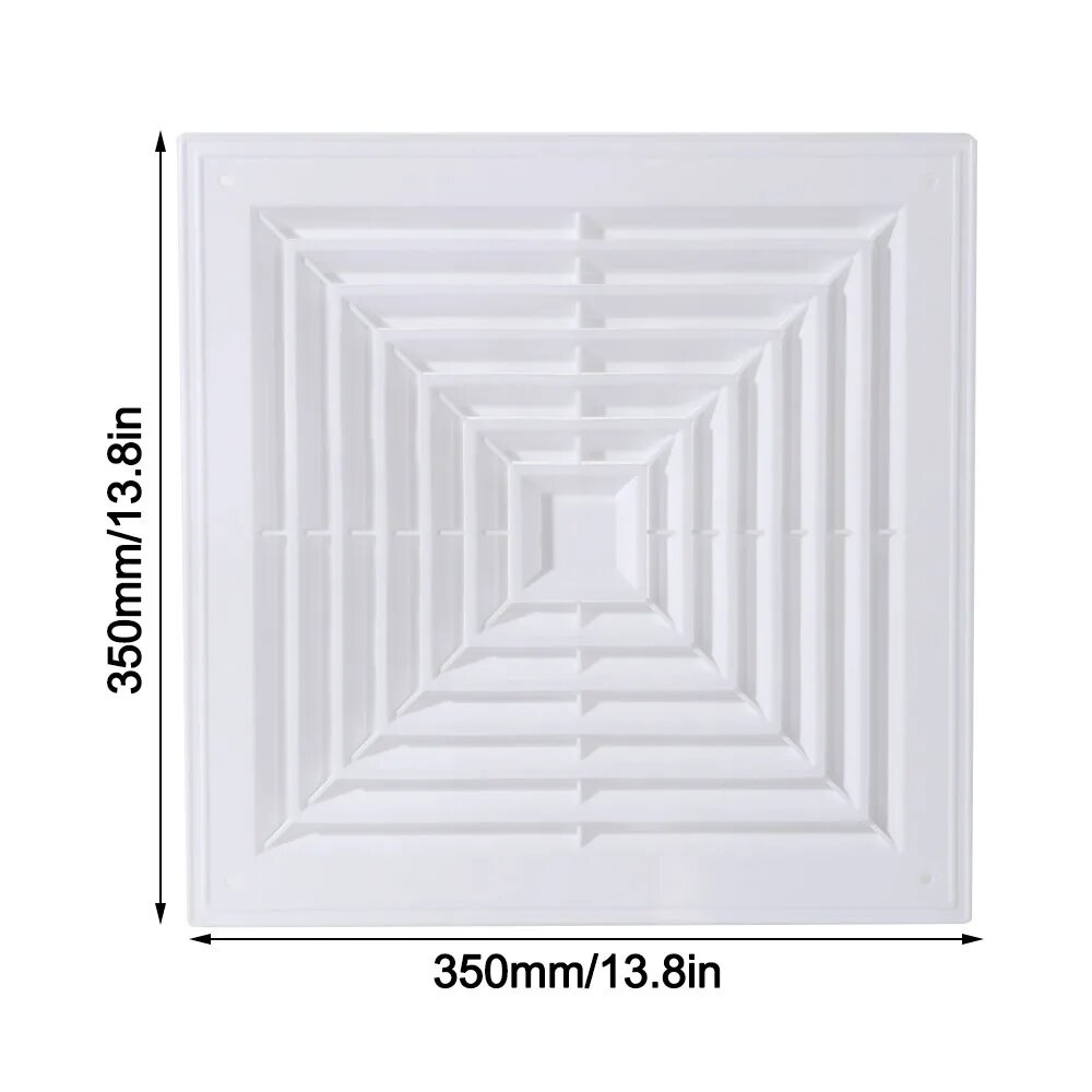 Белая пластиковая вентиляционная решетка квадратная 350x350mm