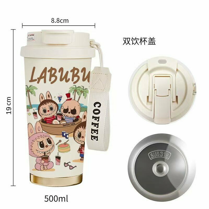 Кофейная кружка Labubu, термокружка из нержавеющей стали 316, унисекс, 500 мл.