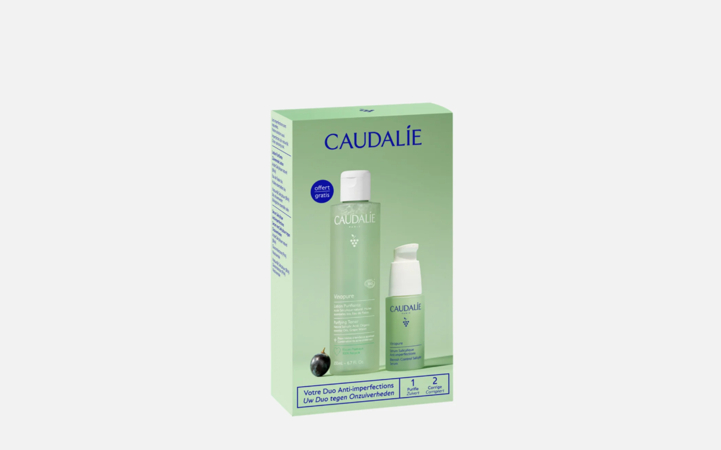 Набор Caudalie Vinopure, сыворотка с тоником, для ухода за лицом