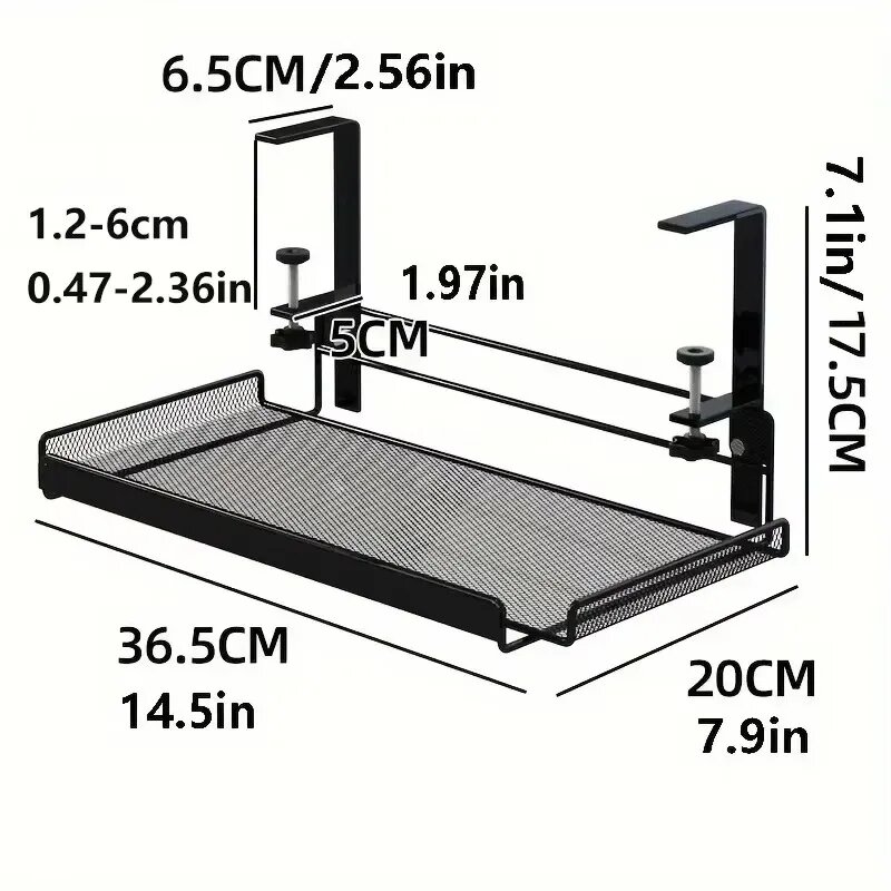Стальной лоток для кабелей под стол Черный, large black