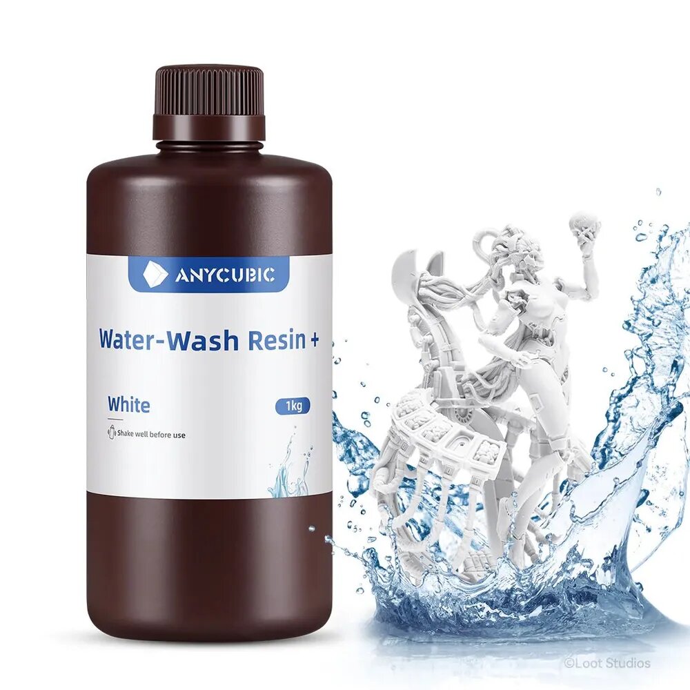 Фотополимерная смола для 3д печати Anycubic Water Wash Resin 2.0, 1 кг, белая (white)