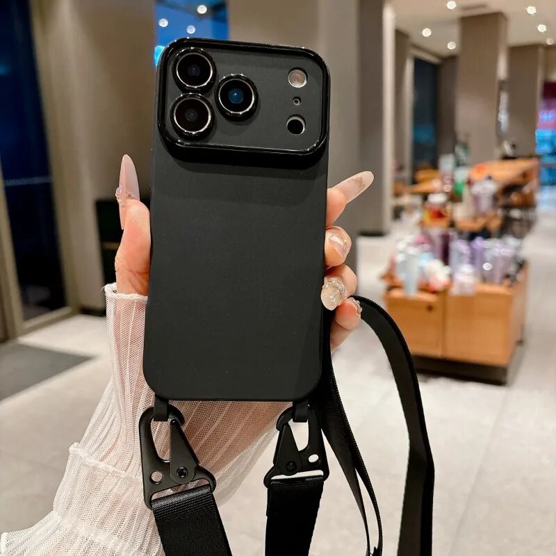 Чехол Candy Simple Wide Lanyard для iPhone 17 Pro Max 11 12 13 14 15 16 black hon, For iPhone 14 Pro