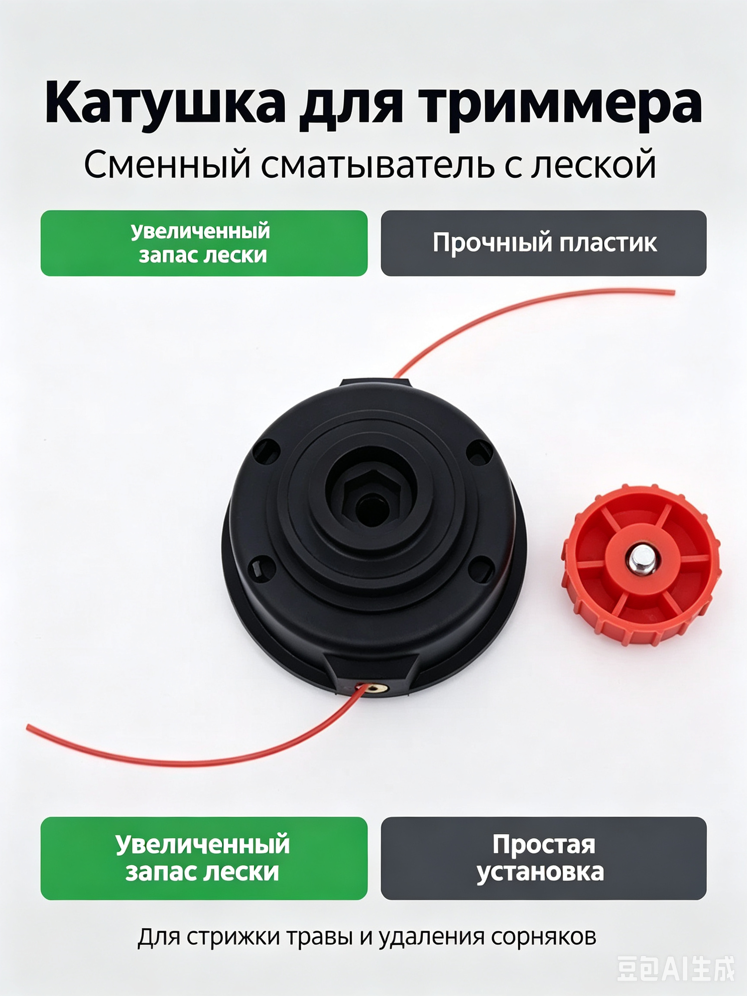 Сменная катушка для садового триммера с увеличенным запасом нейлоновой лески, прочная бобина для электрической