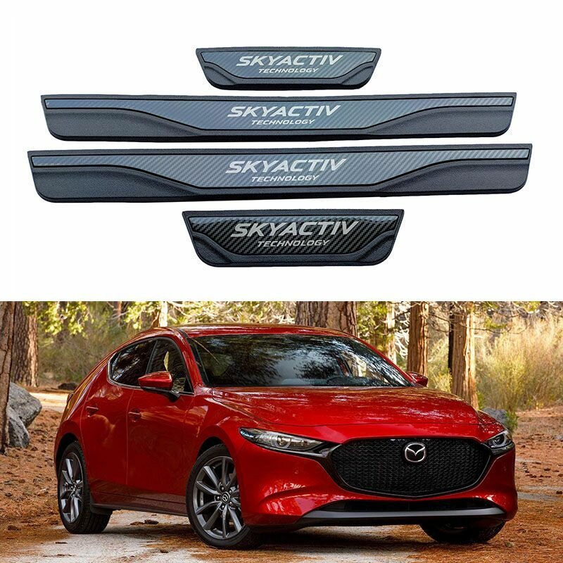 Carhanson Автозапчасти для Mazda 3 6 CX-30 CX30 CX-5 CX 5 Накладки на пороги из углеродного волокна 4 шт.
