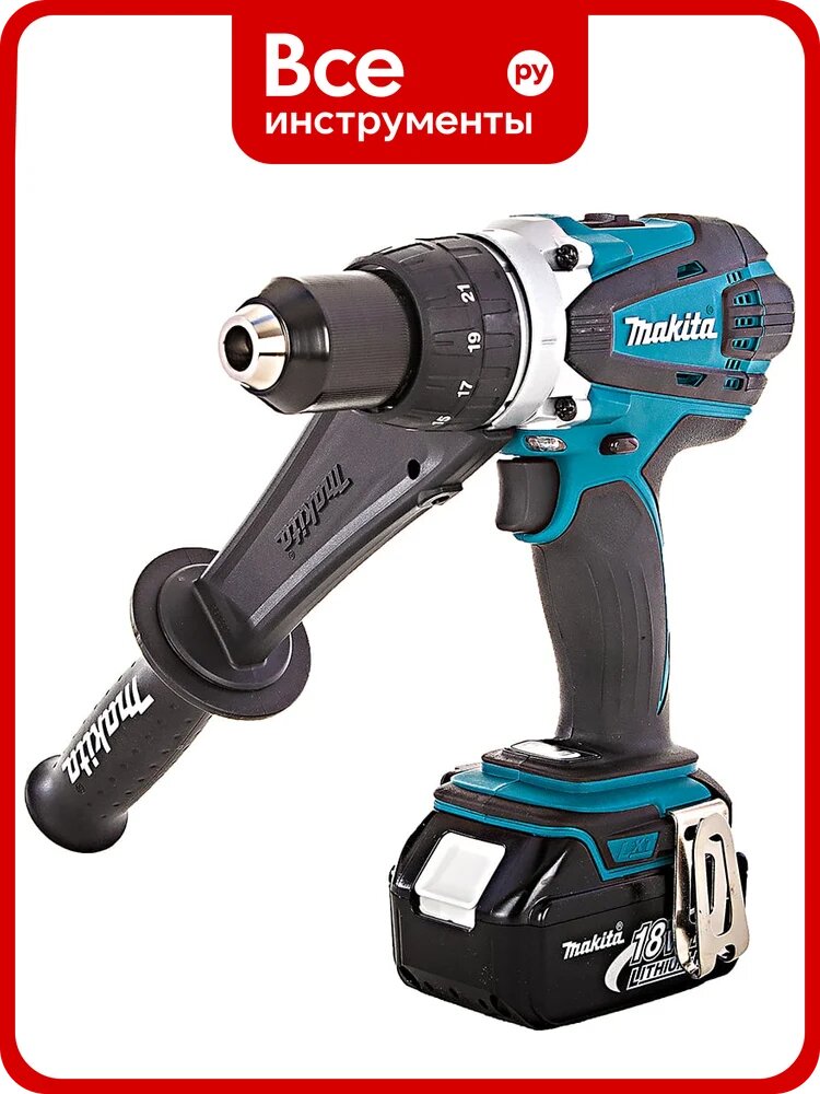 Аккумуляторная дрель-шуруповерт Makita DDF458RFE профессиональная с подсветкой и блокировкой шпинделя