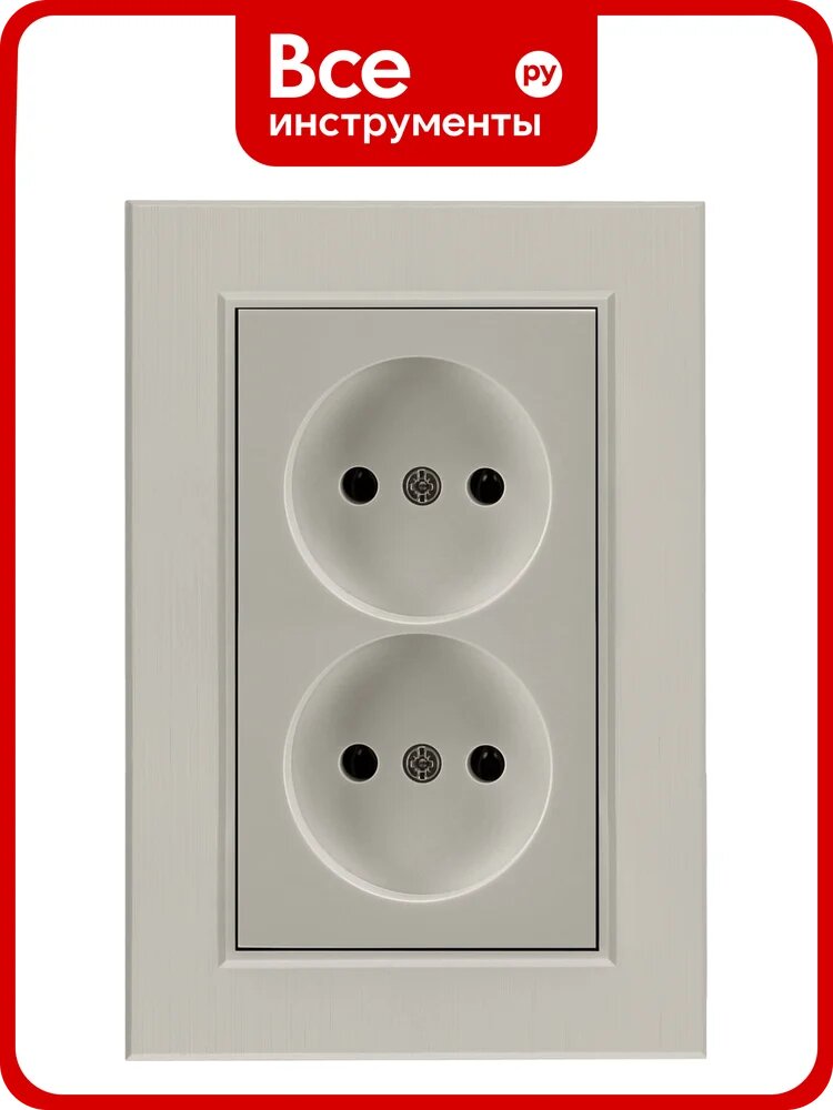 Розетка MAKEL 2-я без заземления СП KAREA LINE STAR 16А IP20 жемчужный.