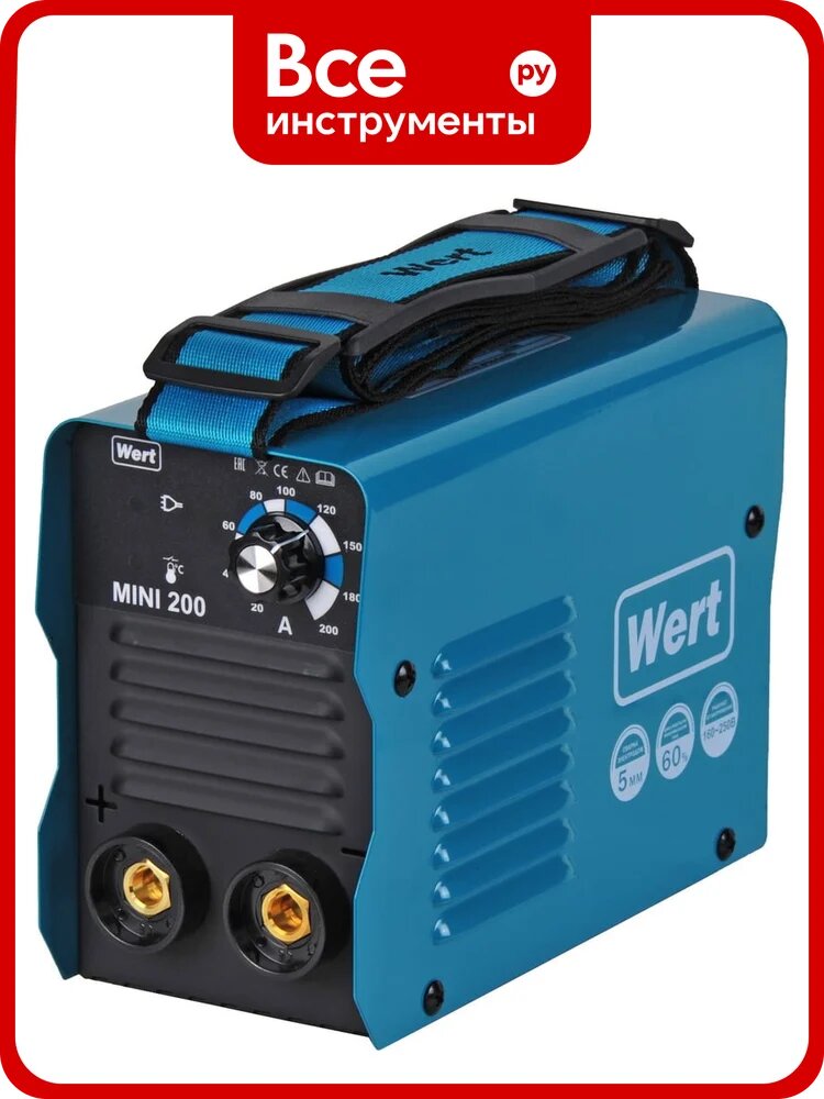 Сварочный инверторный аппарат WERT MINI 200: мощность 200 А, защита IP21S, компактный и надежный для бытового использова