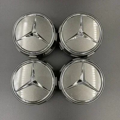 4 шт. колпаки ступиц Mercedes-Benz, серые, 75 мм