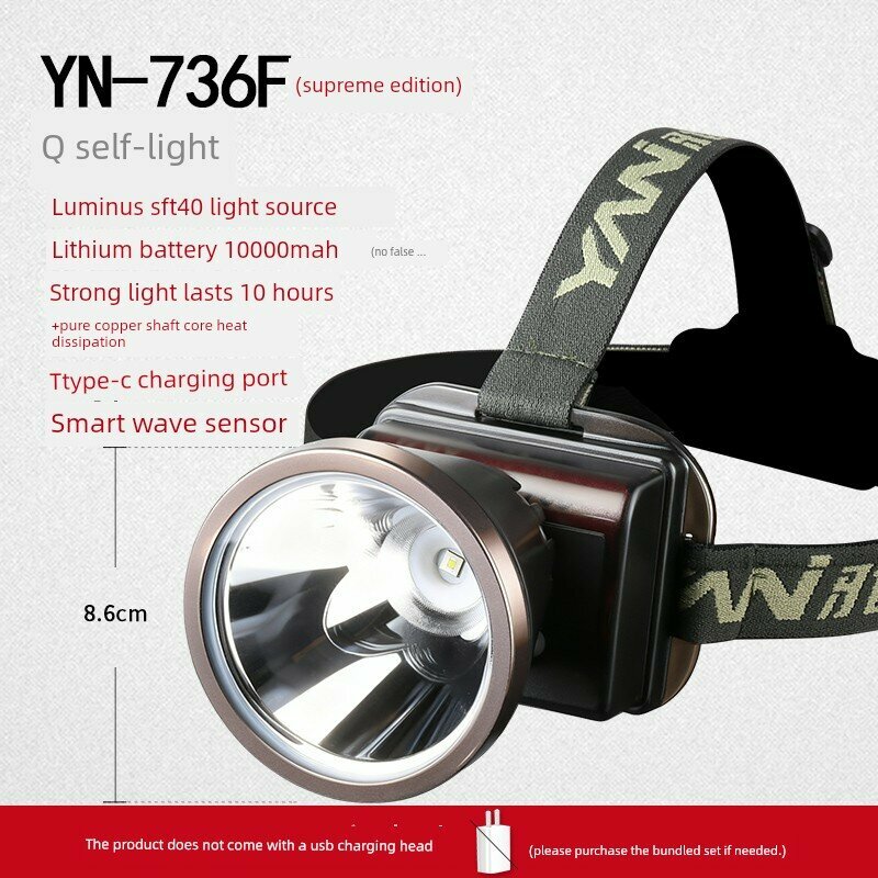 Налобный фонарь Yani 760S: мощный, перезаряжаемый, сверхъяркий, с литиевой батареей, сверхдолгим сроком службы, для
