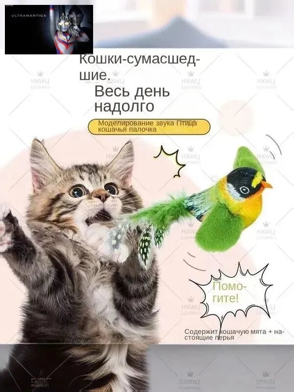 1 шт игрушки для кошек летающая птичка , игрушка для кошек, подвесные дразнилки на резинке,