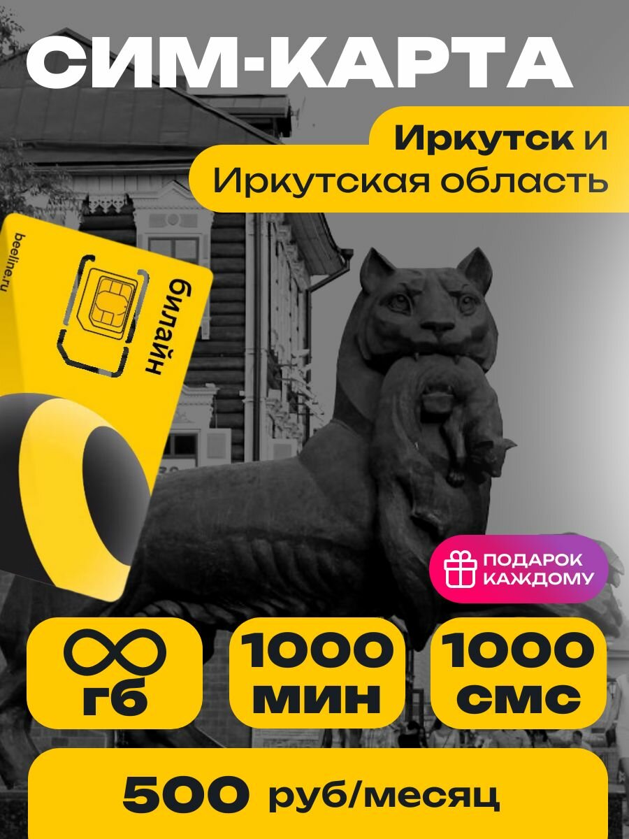 Сим-карта Билайн тариф Эксклюзивный Онлайн Иркутская область Безлимитный интернет и 1000 минут за 500 руб.