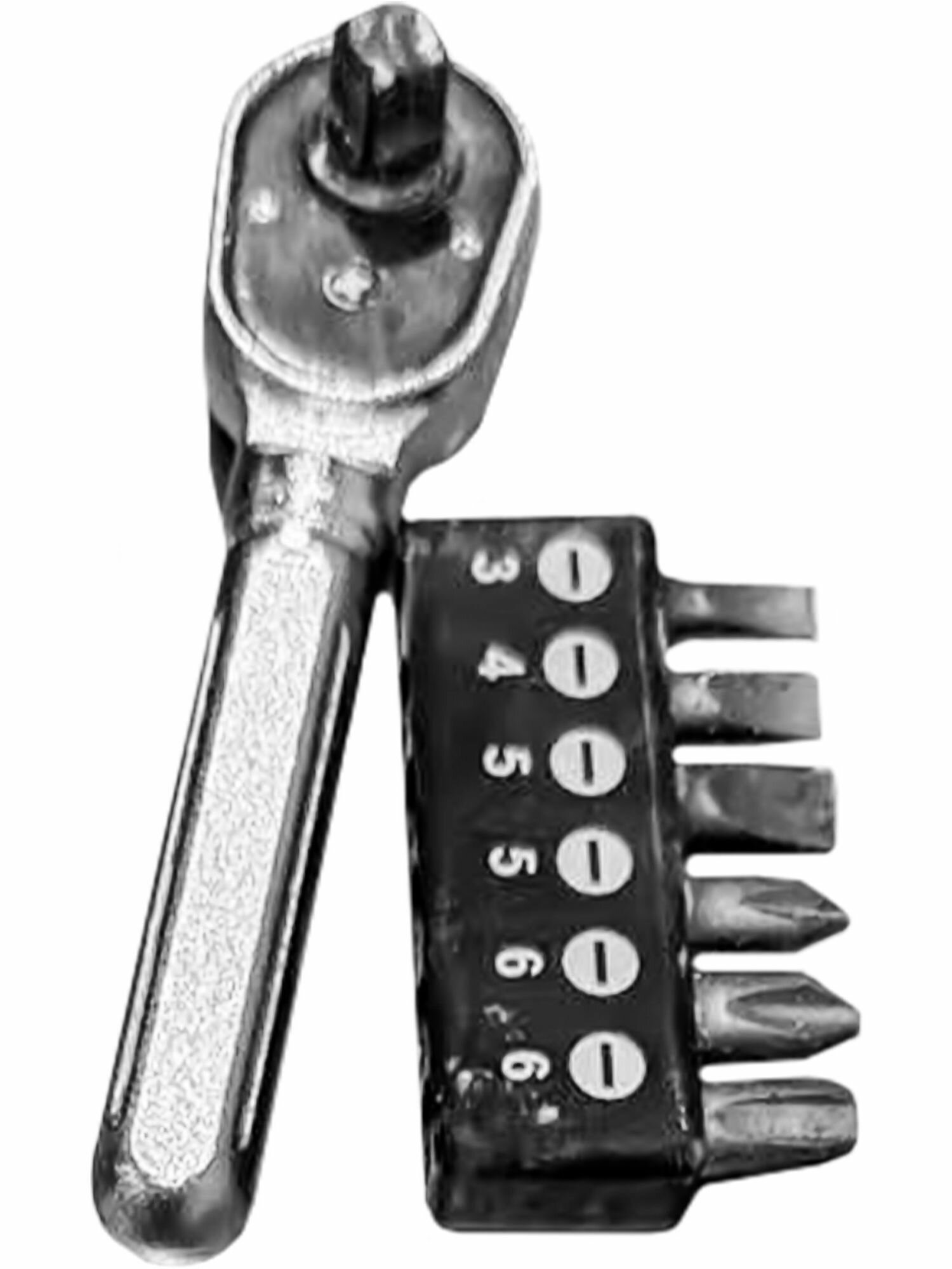 Отвертка реверсивная с набором бит Vertextools 0033-07, 7 предметов