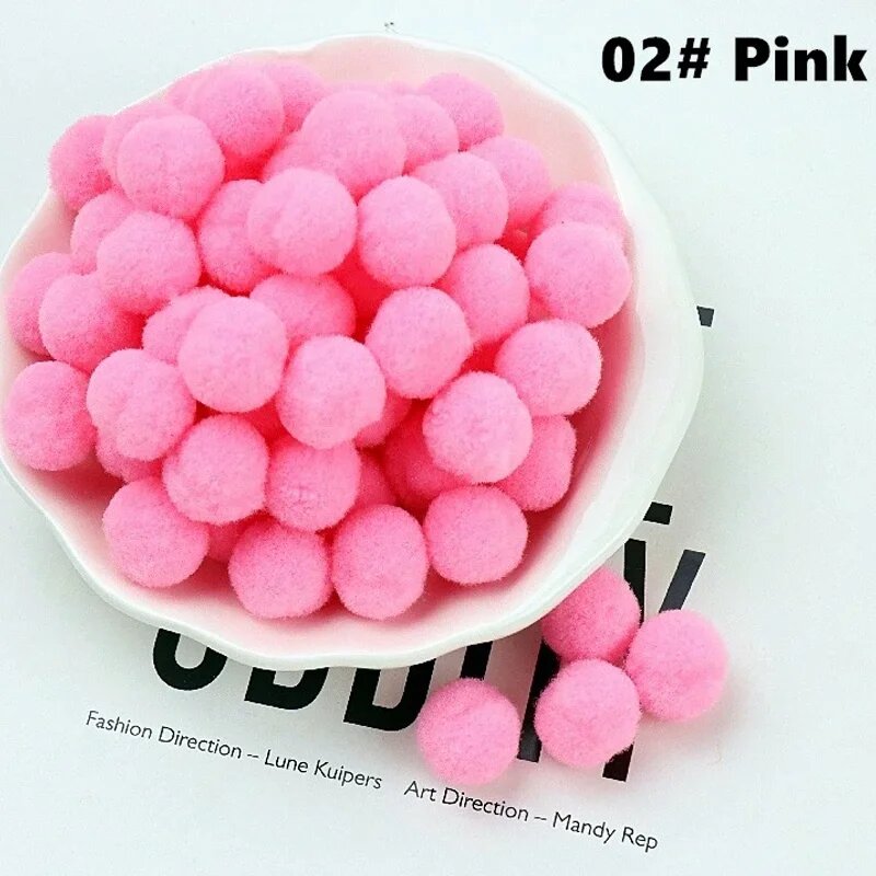 Розовые помпоны 02# Pink, 8-30 мм