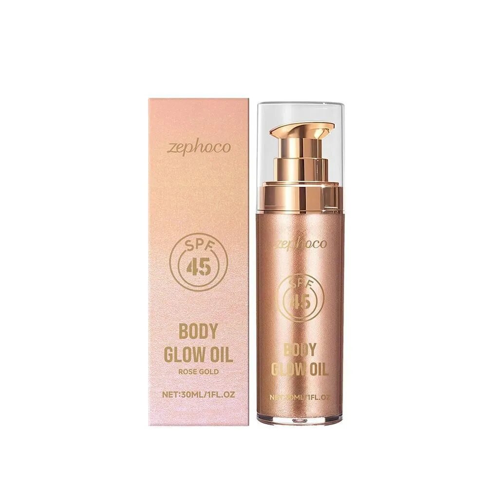 Защитное масло для тела Zephoco Bronze Coconut с кокосовым ароматом, освежающее, с блестящими мелкими частицами глиттера для летнего сезона.