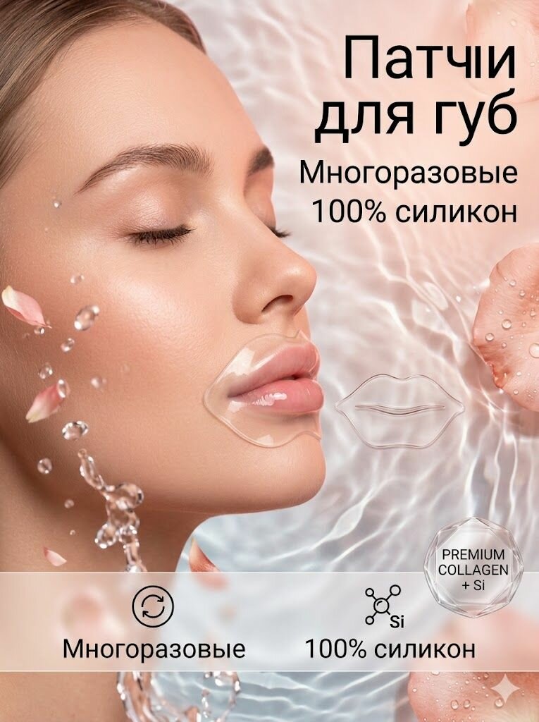 Многоразовые силиконовые патчи для губ от морщин / Увлажняющая маска-накладка для ухода за кожей губ, 100% силикон