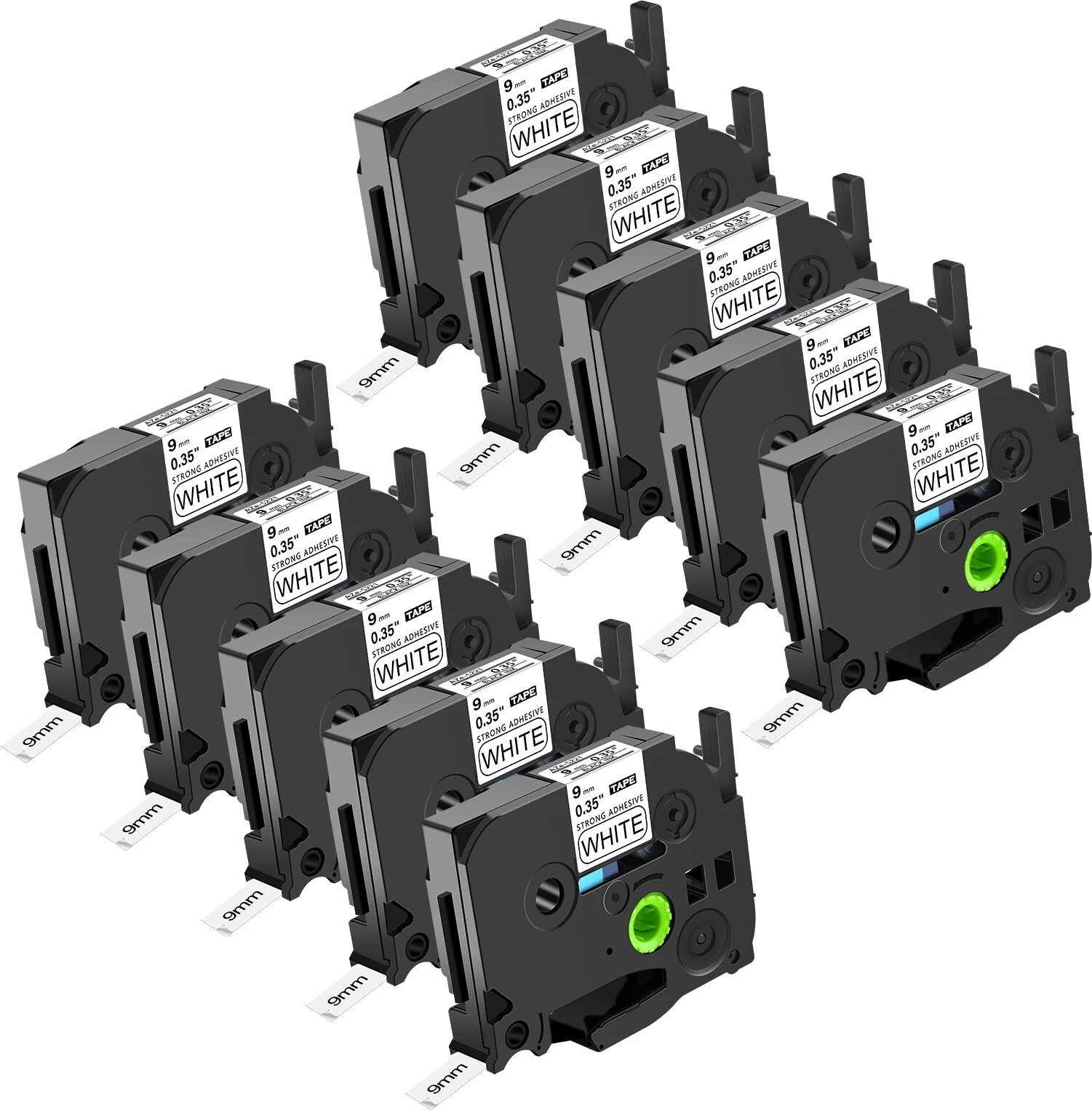 Прочные клейкие ленты для этикеток GREENCYCLE, 6-24 мм, 5/10 шт. Черный, 10PK 9mm White